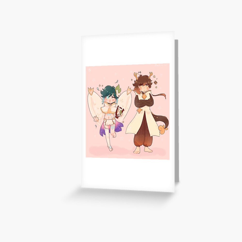 "barbatos and morax chibi [zhongven]" Greeting Card for Sale by po11ita ...