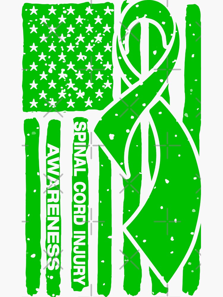 "Spinal Cord Injury Awareness Ribbon American Flag" Sticker for Sale by ...