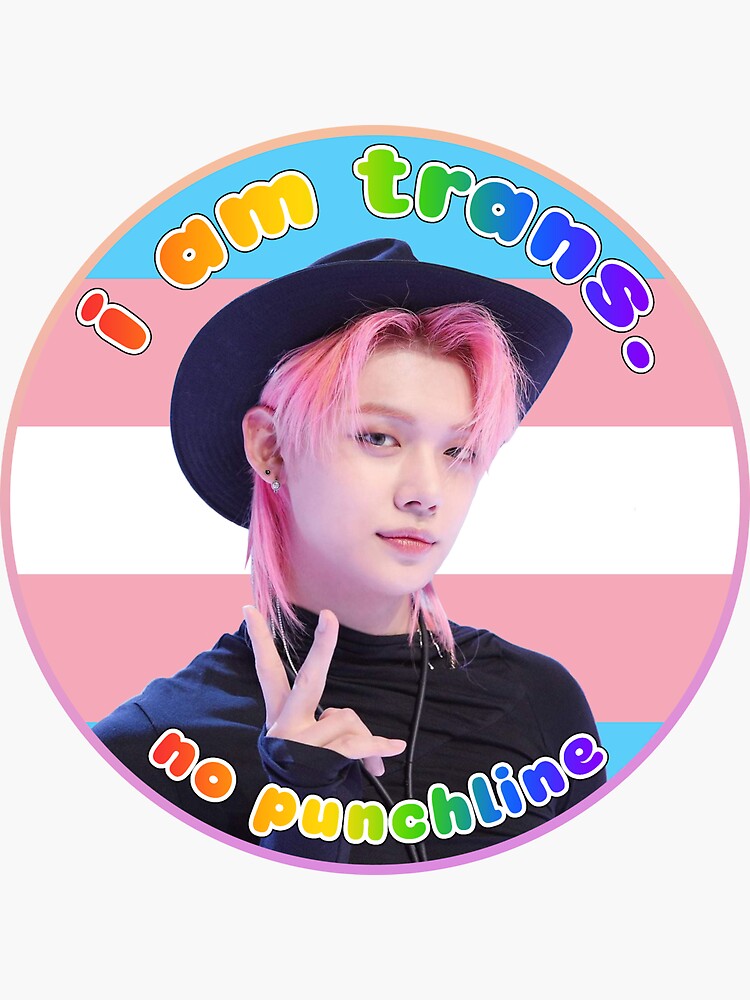 "I am trans. no punchline. -Transgender flag Yeonjun" Sticker for Sale ...