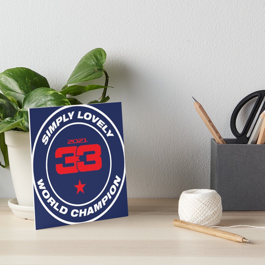 "Simply Lovely Max Verstappen World Champion 2021 White" Art Board ...