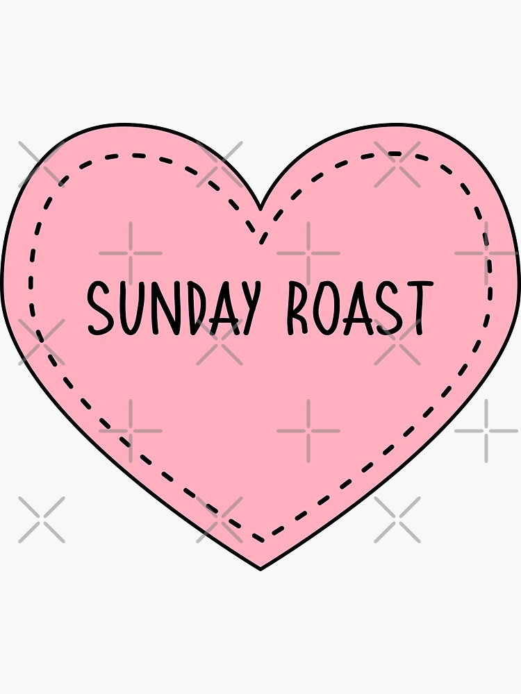 "Sunday Roast Pink Heart Stitches British Irish Food" Sticker for Sale ...
