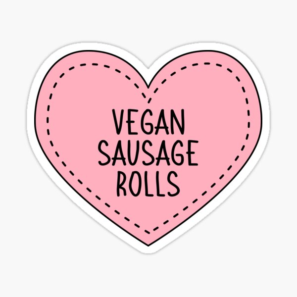 Vegan Sausage Rolls Pink Heart Stitches British Food Sticker For Sale