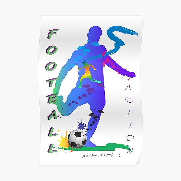 "T-shirt football action kick and brush style" Poster for Sale by ...