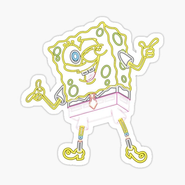 "SpongeBob SquarePants Winking Neon Outline" Sticker for Sale by ...