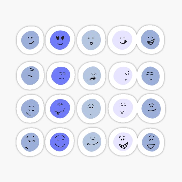 "Blue Emoji Sticker Pack Cute Expressions Set 1" Sticker for Sale by ...