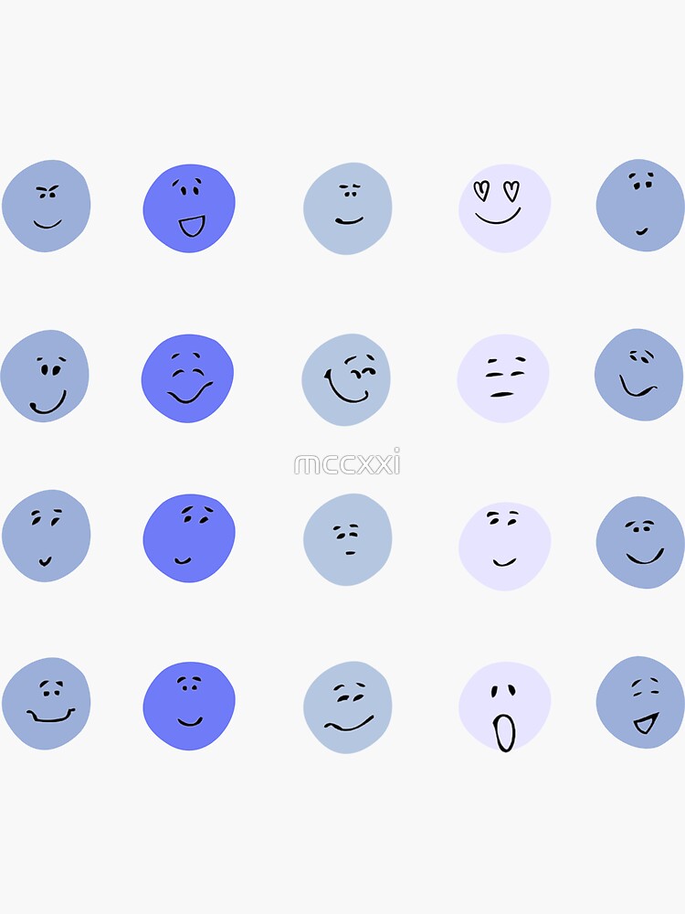 "Blue Emotions Sticker Pack Neutral Color Set 3" Sticker for Sale by ...