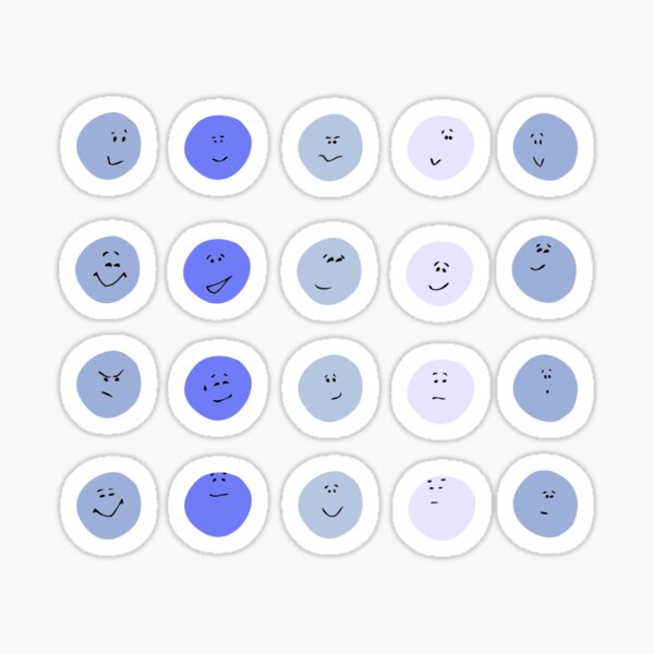 "Blue Facial Expressions Sticker Pack Set 4" Sticker by mccxxi | Redbubble
