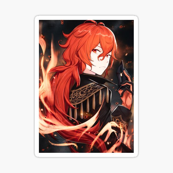 "Diluc Genshin Impact " Sticker for Sale by freddiecatt | Redbubble
