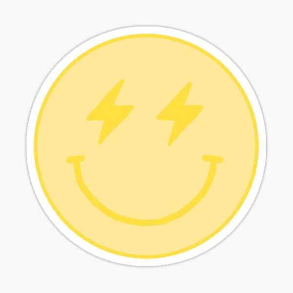 "Lightning Bolt Smiley Face" Sticker by jasminrogerss | Redbubble