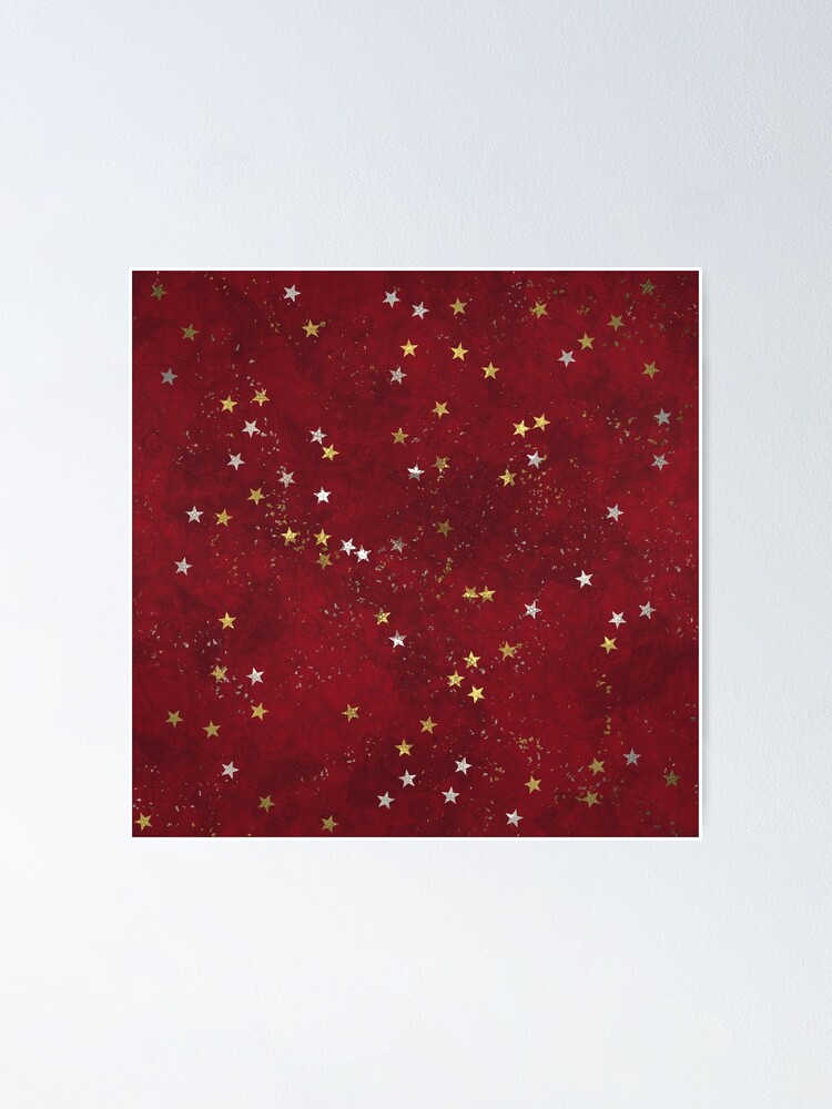 "Gold Silver Stars On Red Mottled Paper" Poster for Sale by James-Cole ...