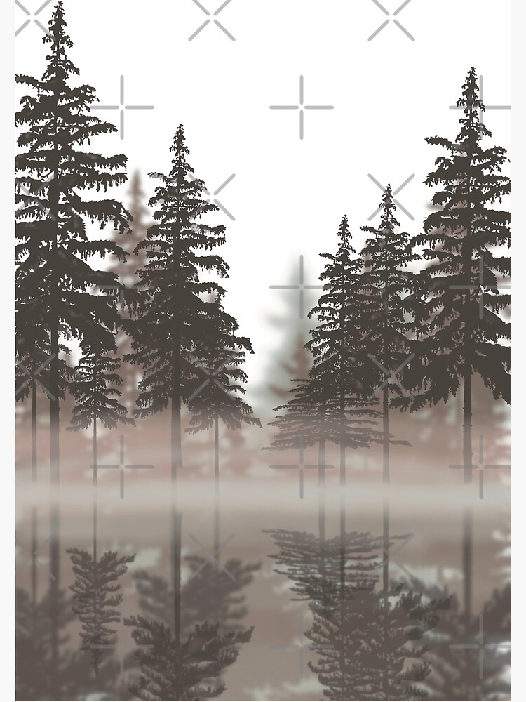 "Neutral tones tree lanscape reflection" Poster by Rikas-art | Redbubble