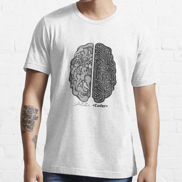 "Programmer Brain, Half Artist Half Coder" T-shirt for Sale by BoudjBen ...