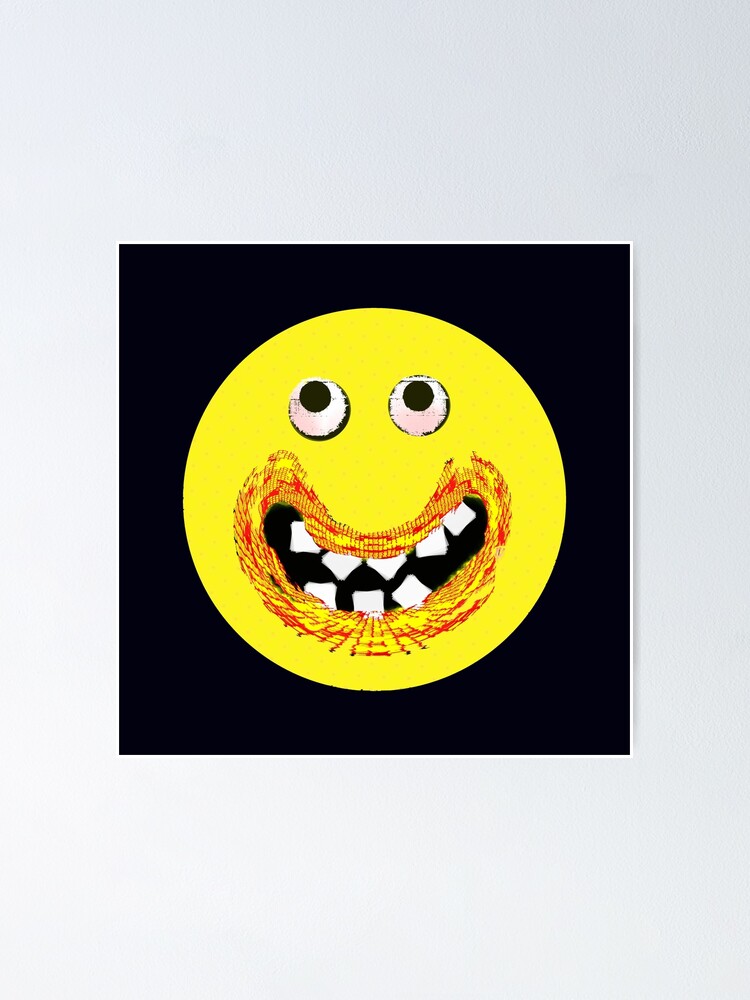"Goofy Smile Emoji Goofy Pixel Smilng Face" Poster by PlanetMonkey ...