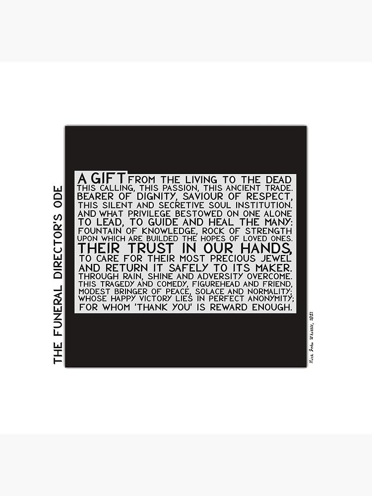 "The Funeral Director's Ode; Original Funeral Poem Quirky Art " Poster ...