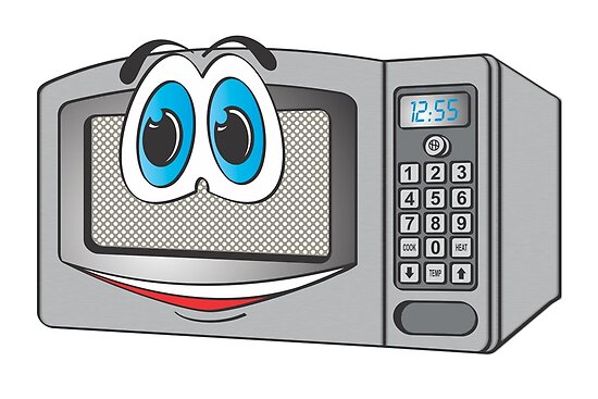 Pósters «Dibujos animados de microondas masculina de acero inoxidable ...