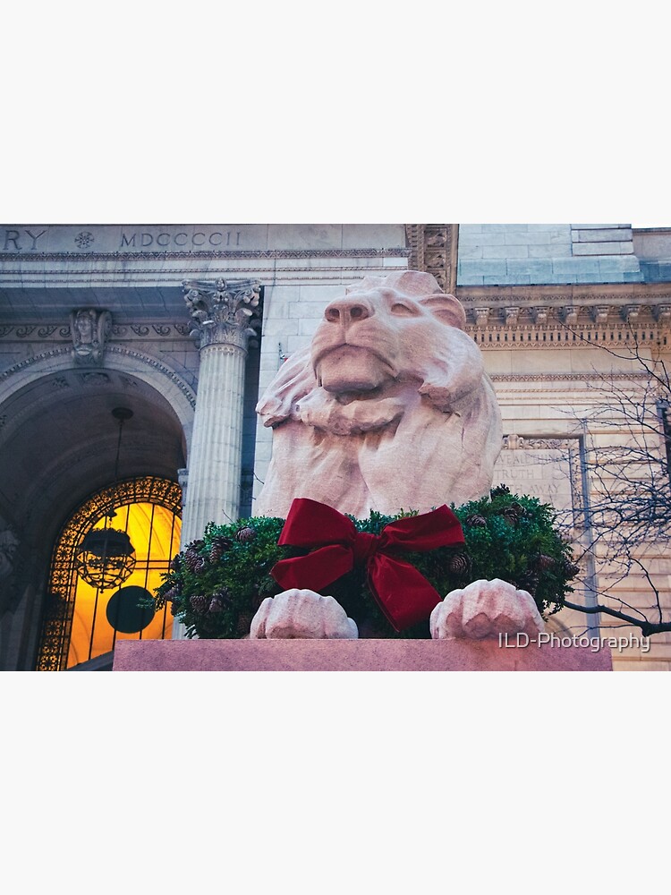 "Christmas in NYC, New York Public Library Lion" Poster for Sale by ILD ...