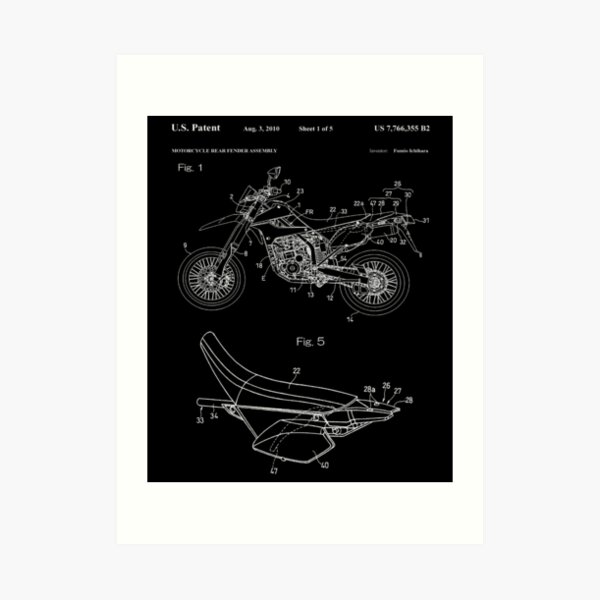 Lámina artística «BRRAAP Motocross Dirtbike Blueprint Patente Diagrama ...