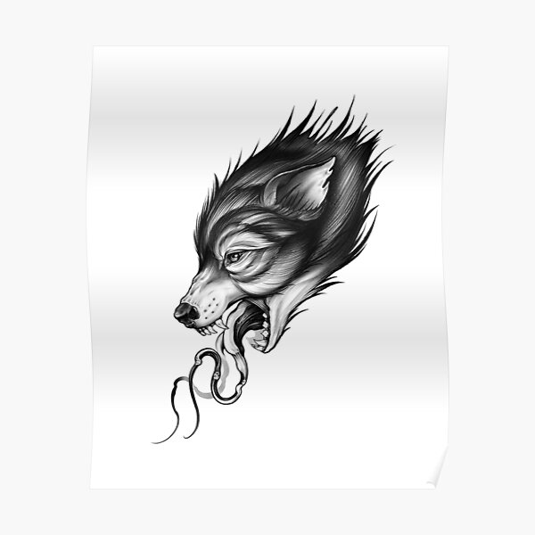" A wolf alien face design" Poster for Sale by Hotspot79 | Redbubble