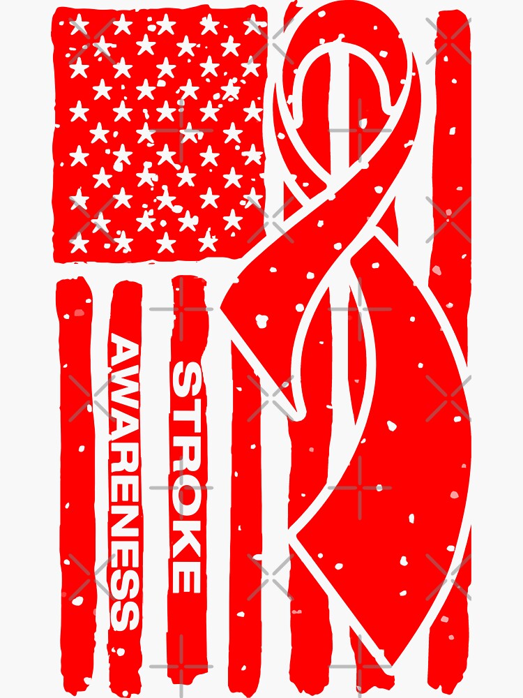 "Stroke Awareness Ribbon American Flag" Sticker by Tadmab | Redbubble