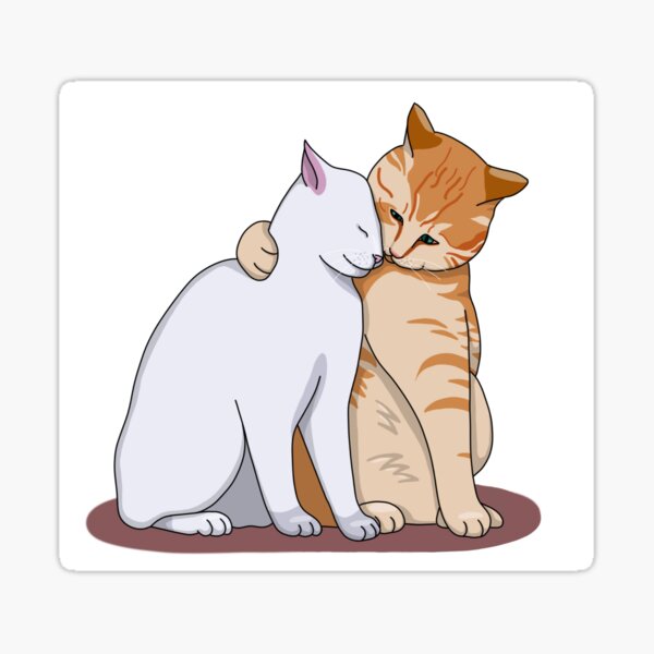 "Cats hugging" Sticker for Sale by halloallirsaman | Redbubble