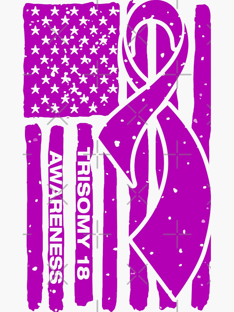 "Trisomy 18 Awareness Ribbon American Flag" Sticker for Sale by Tadmab ...