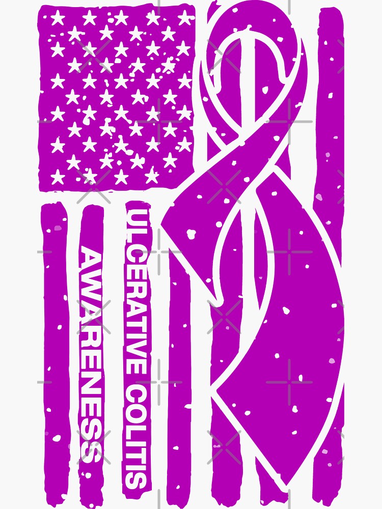 "Ulcerative Colitis Awareness Ribbon American Flag" Sticker for Sale by ...