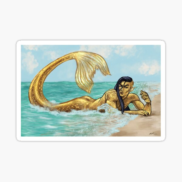 "Golden Merman" Sticker by Opheliaccat | Redbubble