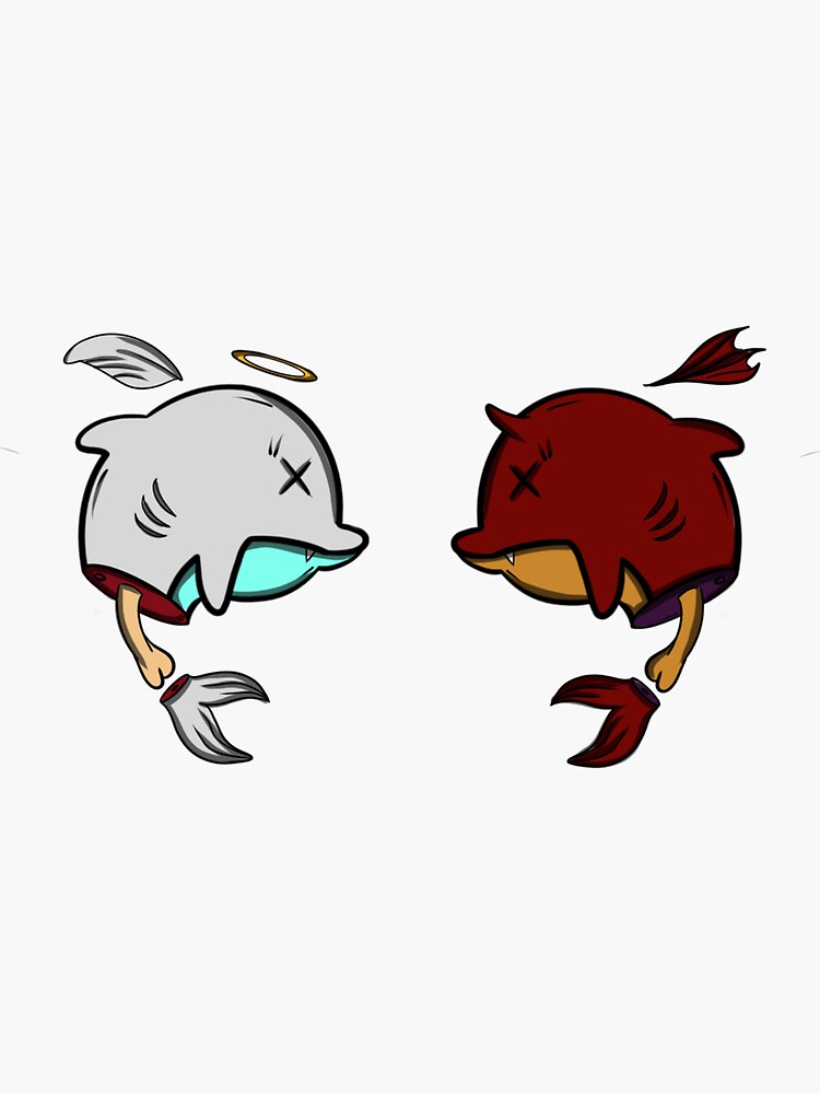 "Angel and Demon Fish" Sticker for Sale by mase23graphics | Redbubble