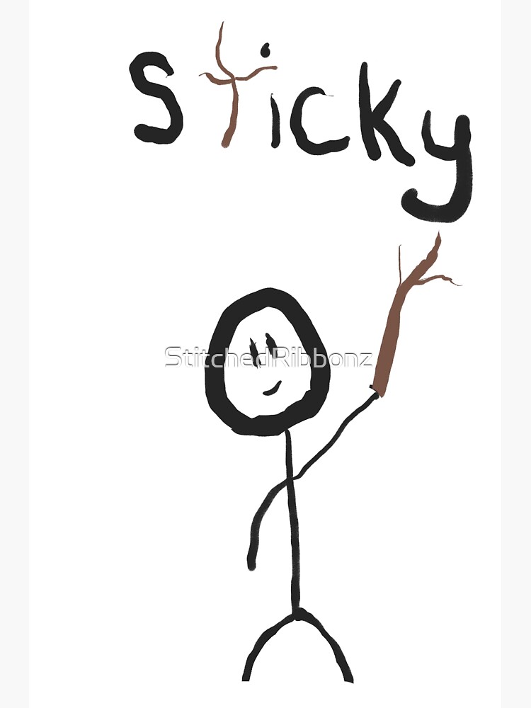 "Sticky stick figure" Sticker for Sale by StitchedRibbonz | Redbubble