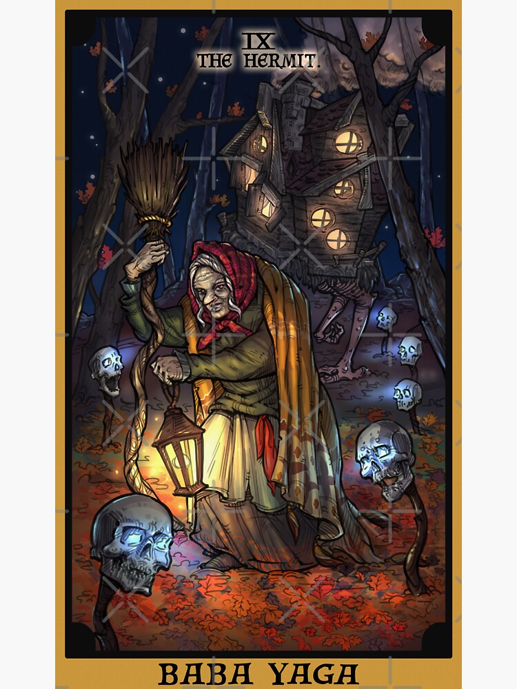"Baba Yaga The Hermit Tarot Card" Sticker for Sale by TheGhoulishGarb ...