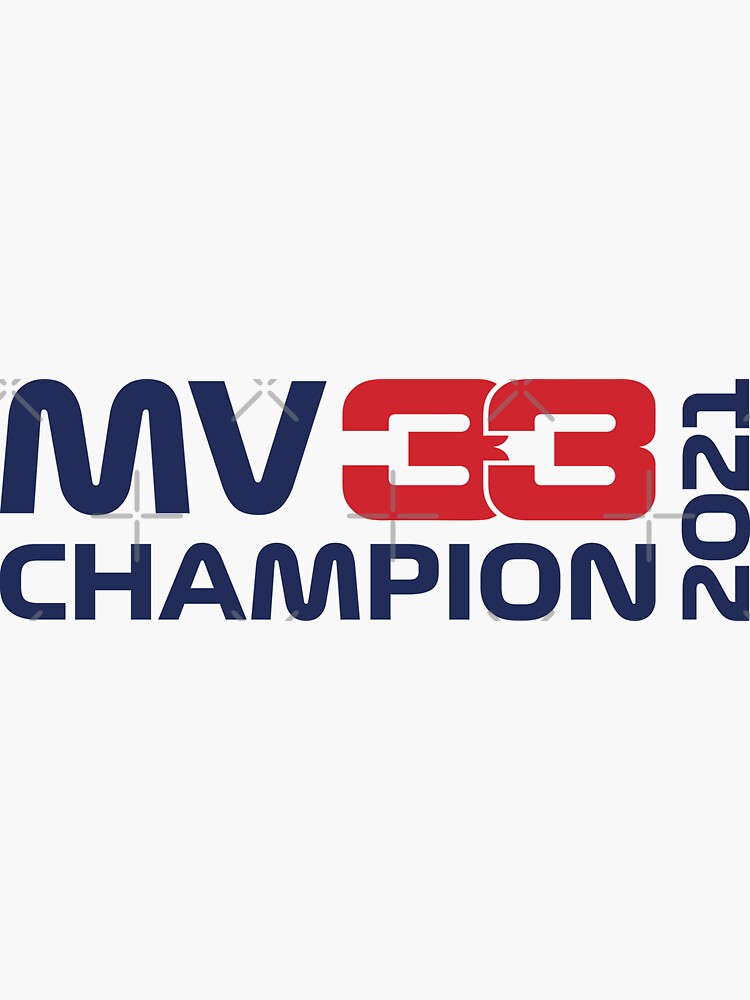 "MV 33 World Champion 2021 (Dark Blue BG)" Sticker for Sale by ...