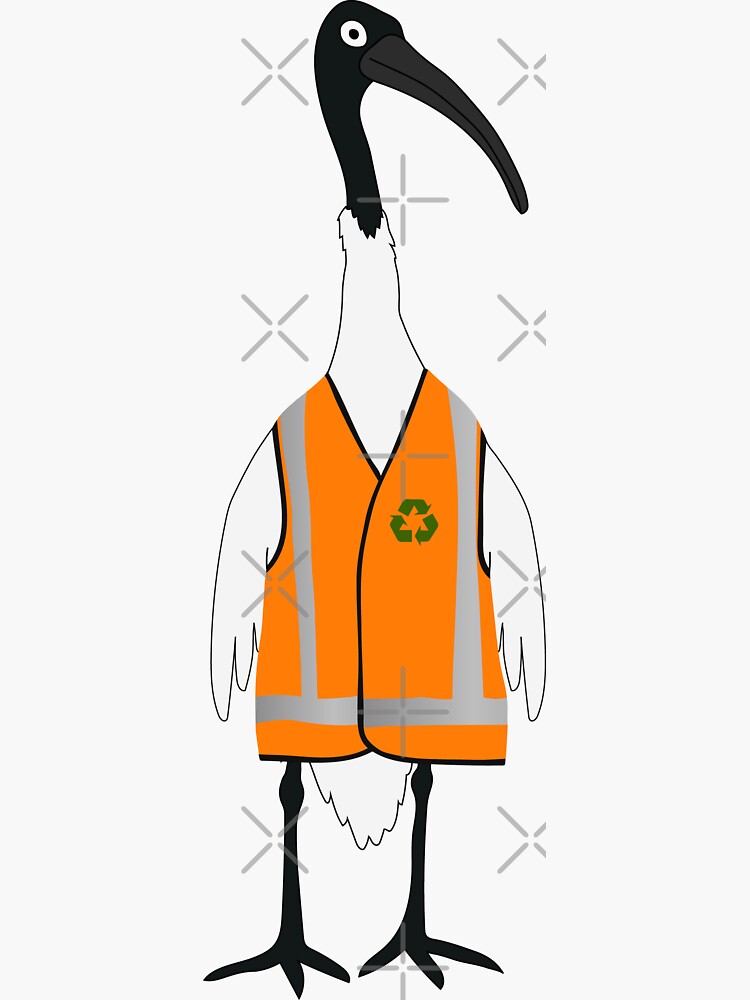 "Bin Chicken Rubbish Collector on Black" Sticker for Sale by ...