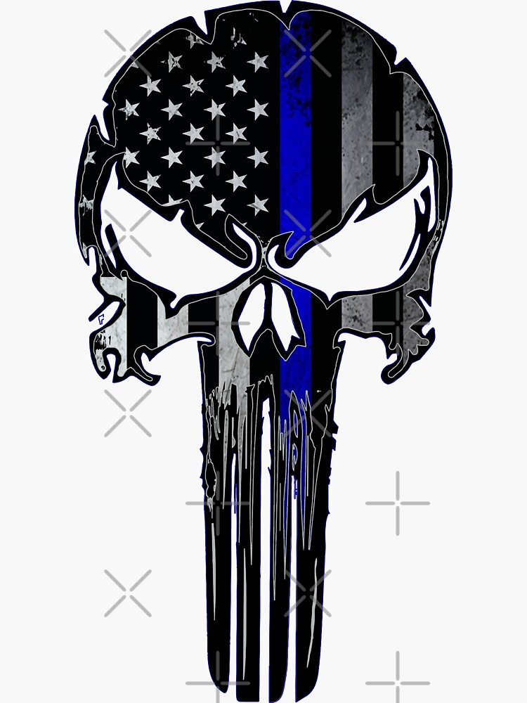 "Thin Blue Line Skull" Sticker for Sale by artistwill | Redbubble