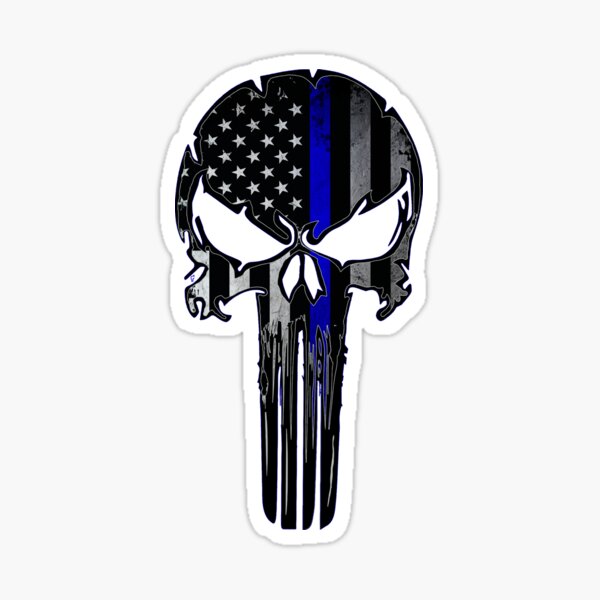 "Thin Blue Line Skull" Sticker for Sale by artistwill | Redbubble