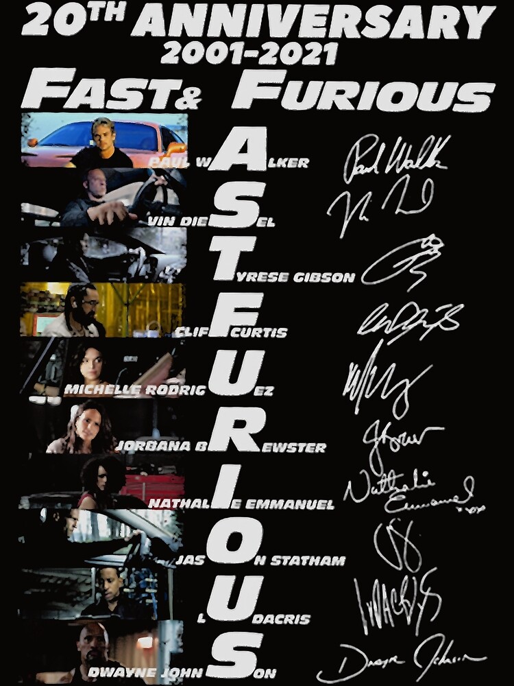 20th Anniversary 2001 2021 Fast Furious Signatures Classic Premium ...