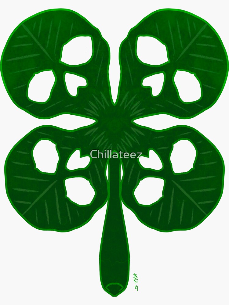"Four leaf skull clover" Sticker for Sale by Chillateez | Redbubble