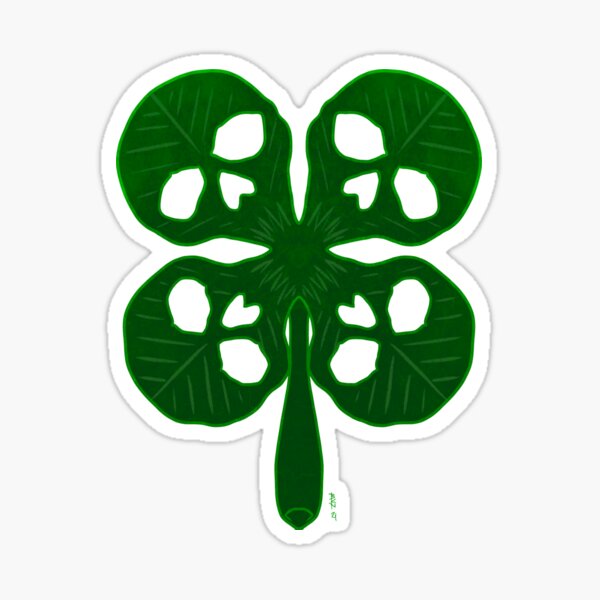 "Four leaf skull clover" Sticker for Sale by Chillateez | Redbubble