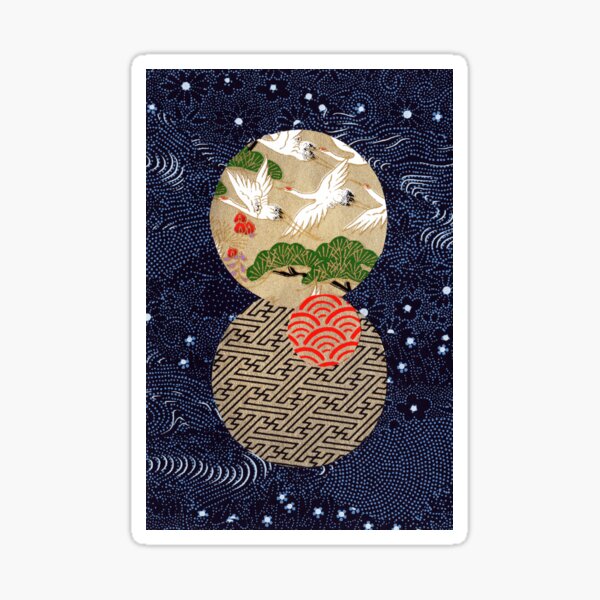 "Gemini | Japanese washi yuzen chiyogami origami paper collage" Sticker ...