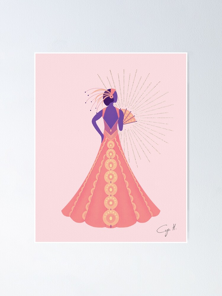 Art Deco Sunset Peacock Dress Poster For Sale By Cynhaller Redbubble