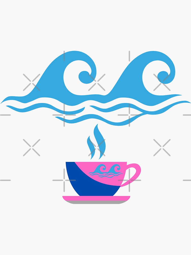 "Blue Ocean Waves Tea" Sticker by cbarre | Redbubble