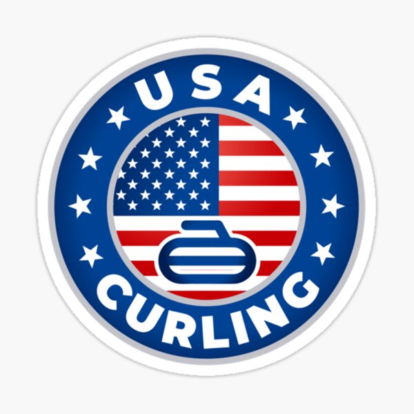"USA Curling USA Flag Gold Medal Team Design " Sticker by LittleSisterN ...