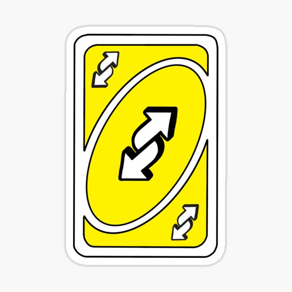 "Yellow Uno Reverse Card" Sticker for Sale by calicopopandco | Redbubble
