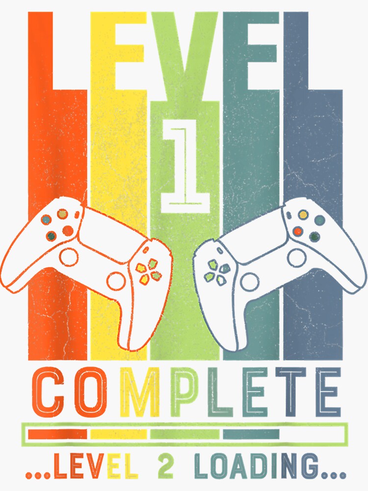 "Level 1 Complete Gamer Gift 1 Years Wedding Anniversary" Sticker for ...
