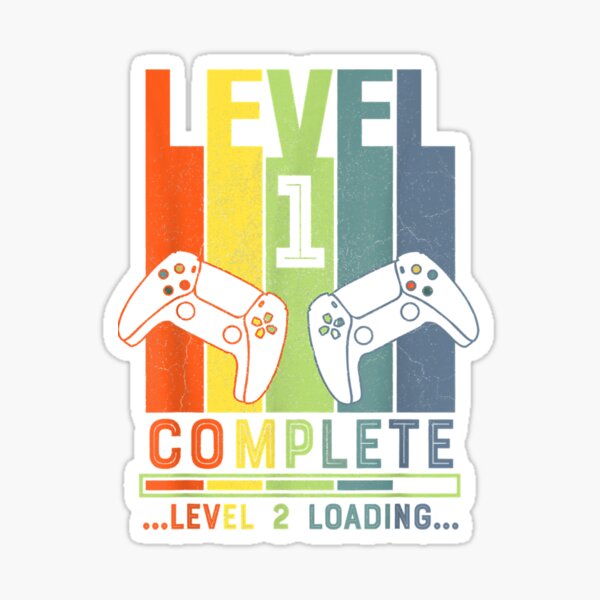 "Level 1 Complete Gamer Gift 1 Years Wedding Anniversary" Sticker for ...