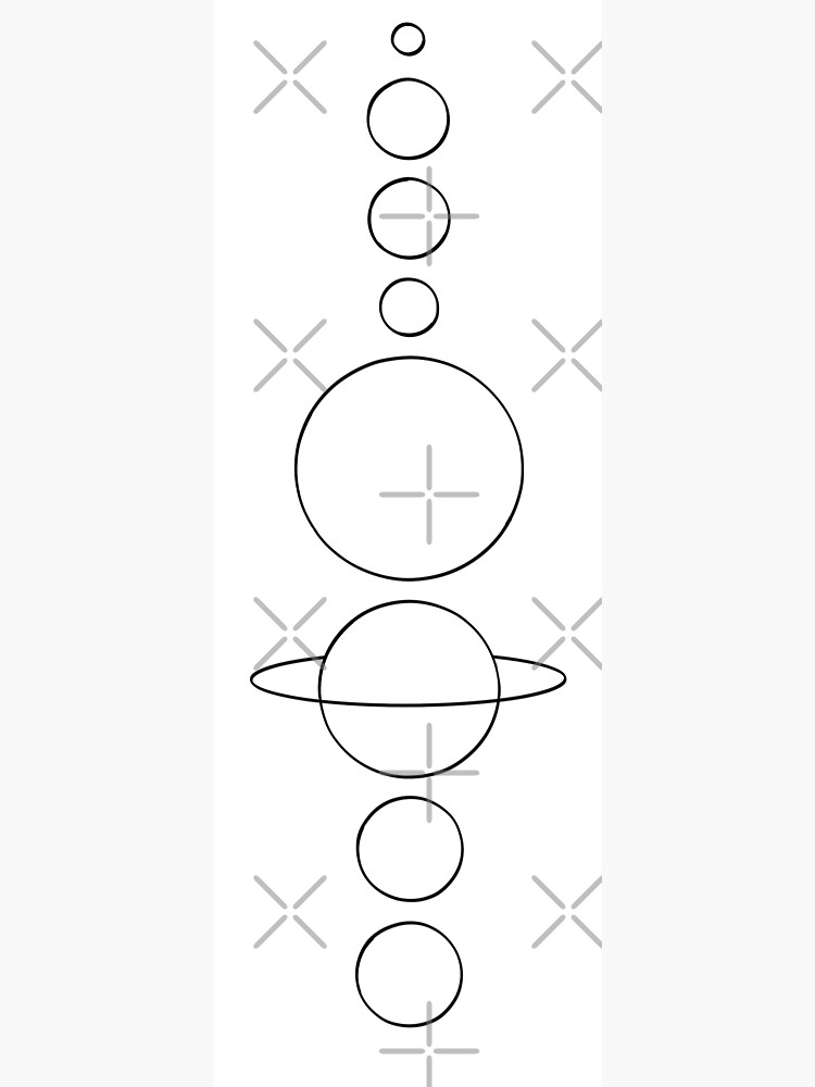 "Minimalist Solar System Line Art - Transparent With Saturn's Rings ...