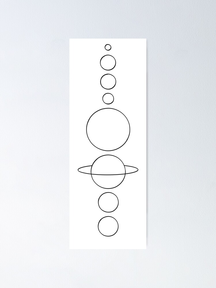 "Minimalist Solar System Line Art - Transparent With Saturn's Rings ...