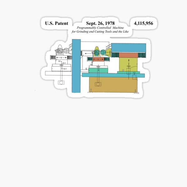 "1978 Old Canvas Grinding and Cutting Machine Part Patent" Sticker for ...