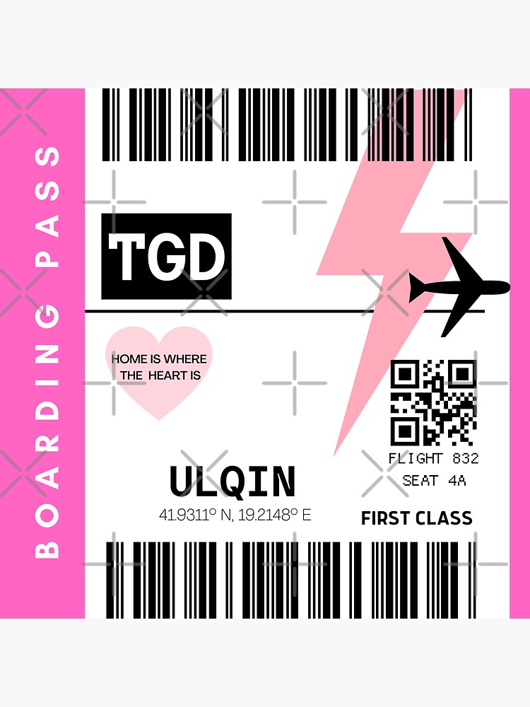 "Ulqin, Montenegro Boarding Pass" Sticker for Sale by prettyandprint ...