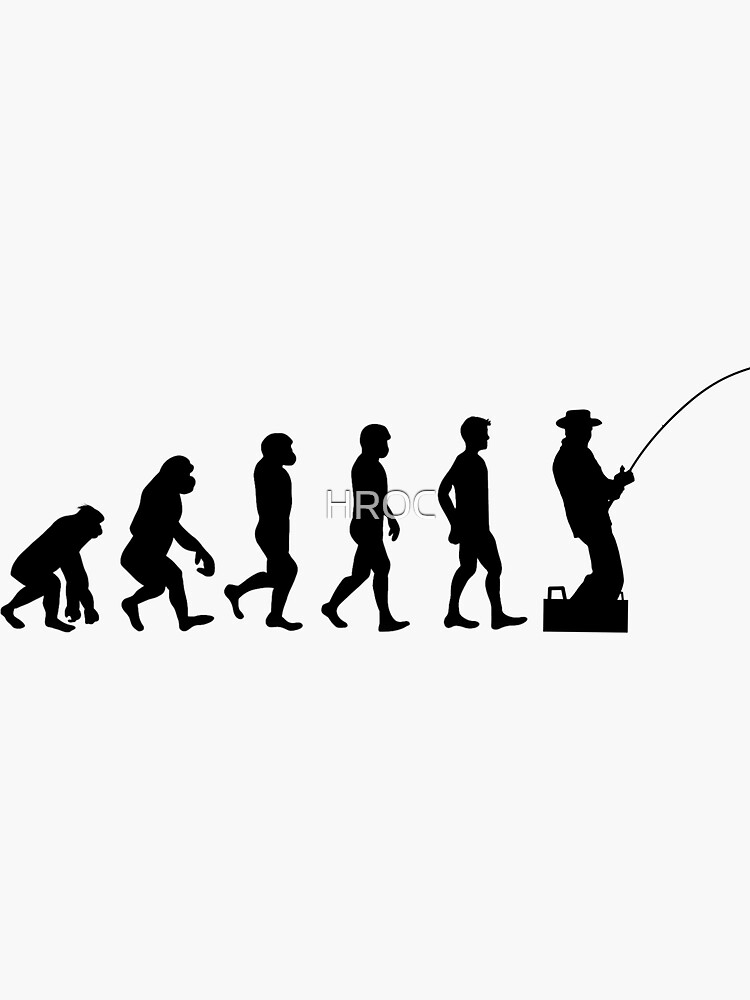 "Funny Evolution of Man and Boat Fishing design" Sticker for Sale by ...