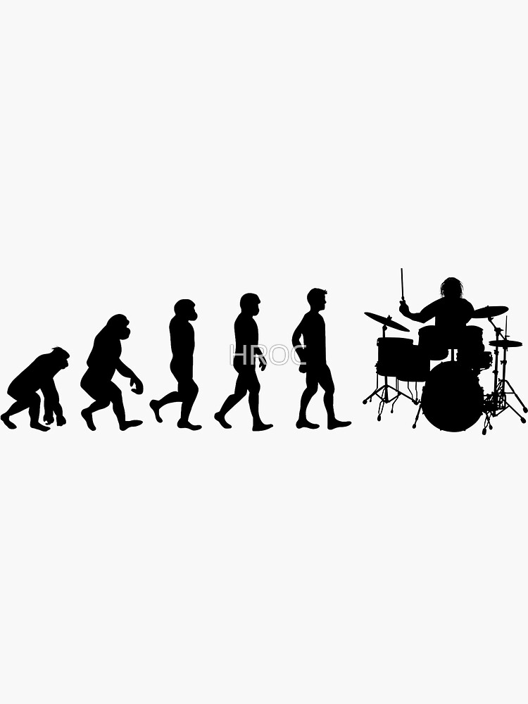 "Funny Evolution of Man Drummer Percussionist design" Sticker by HROC ...